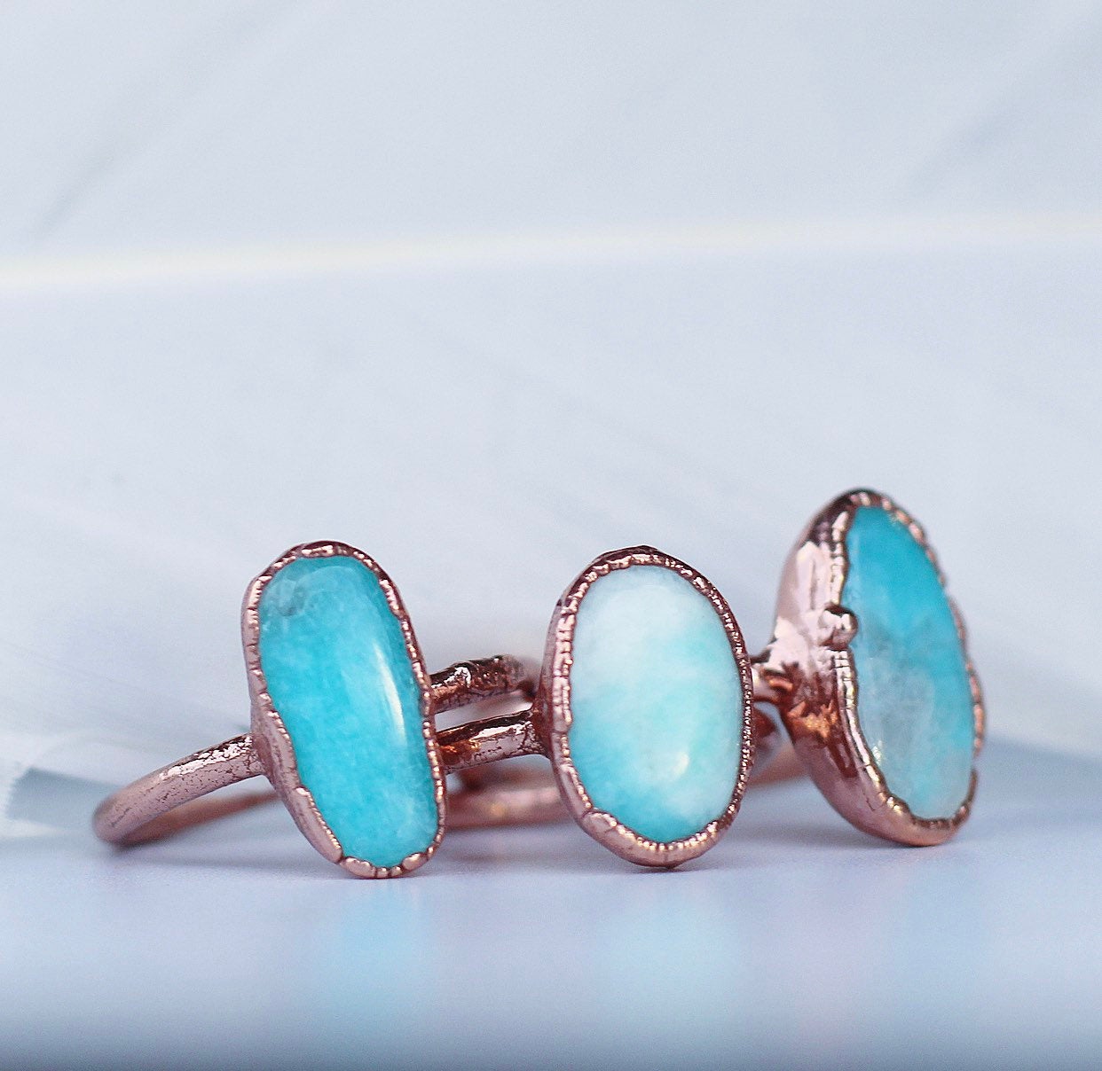 Polished Amazonite Oval Ring in Copper – Buddha Blossom Jewels